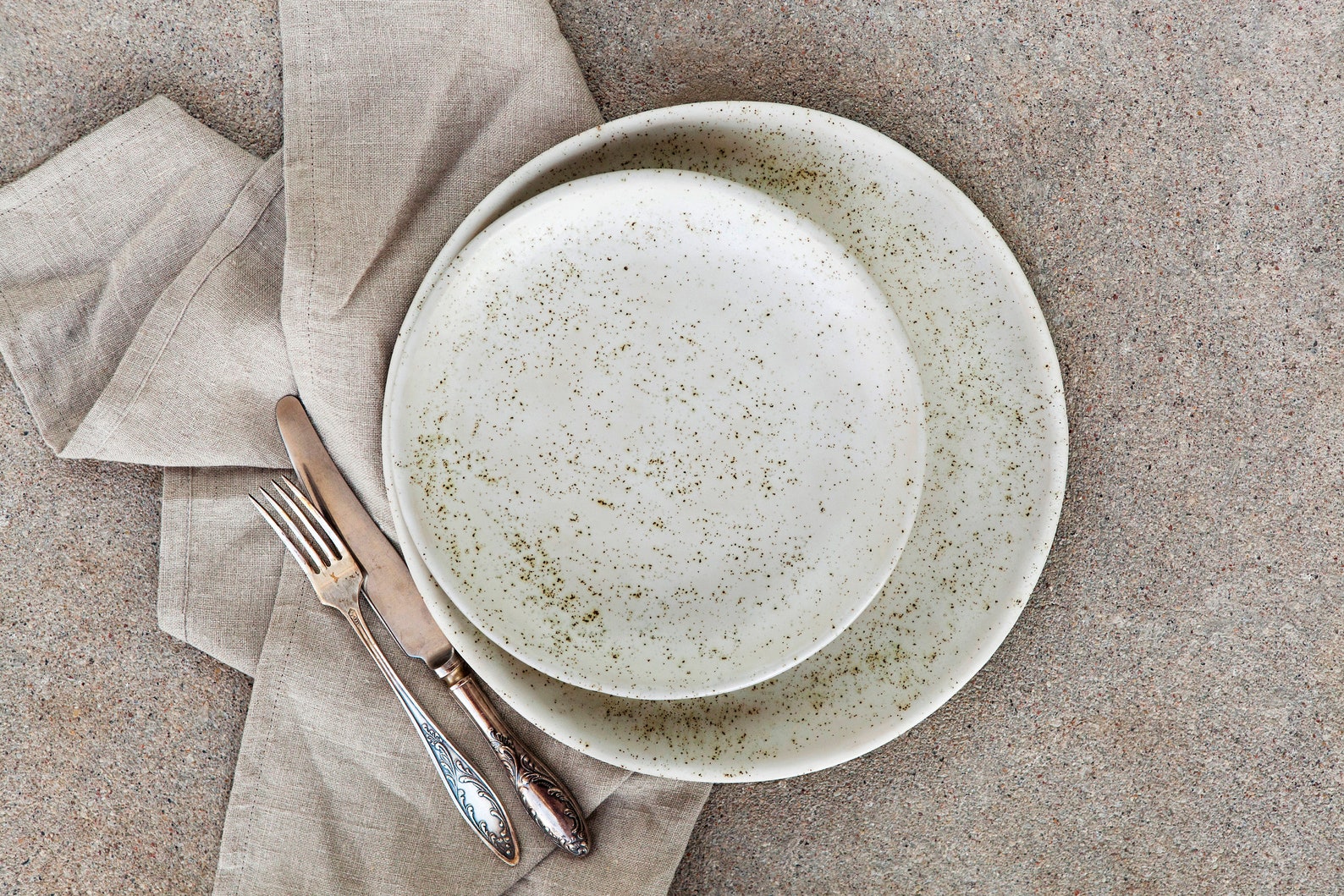White Ceramic Dinner Plate Set With Speckled Matte Glaze - Etsy