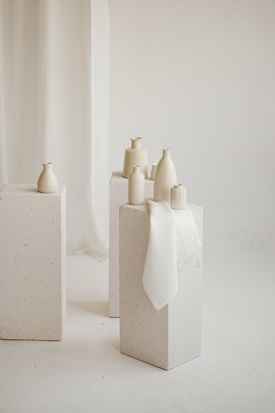 Minimalist Vase Ceramic, Set of 6 Bud Vases Geometric, Pottery Bottle ...