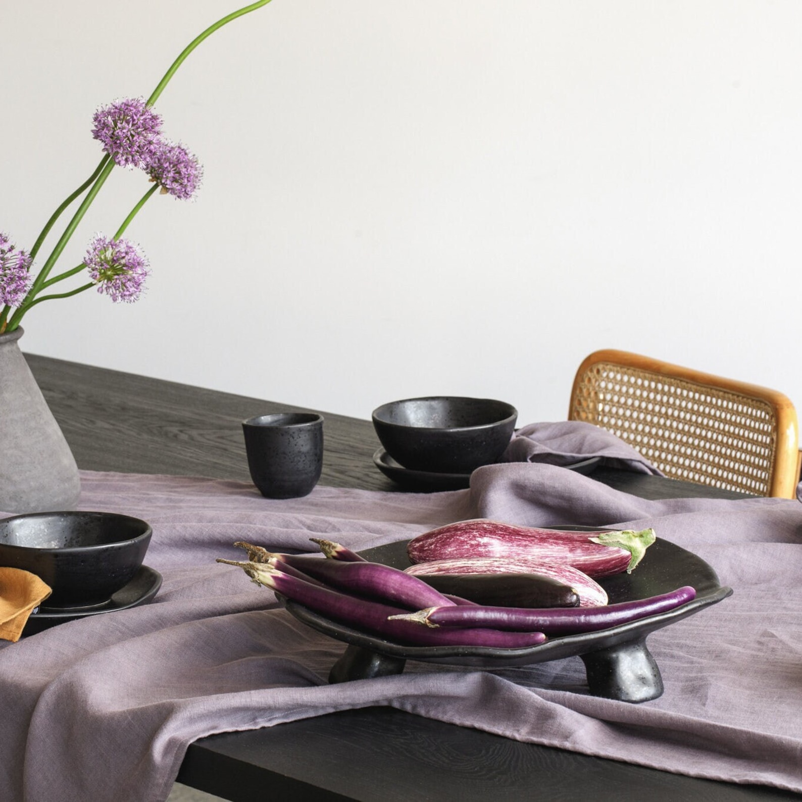 Big Contemporary Ceramic Platter, Large Serving Plate, XL Black ...
