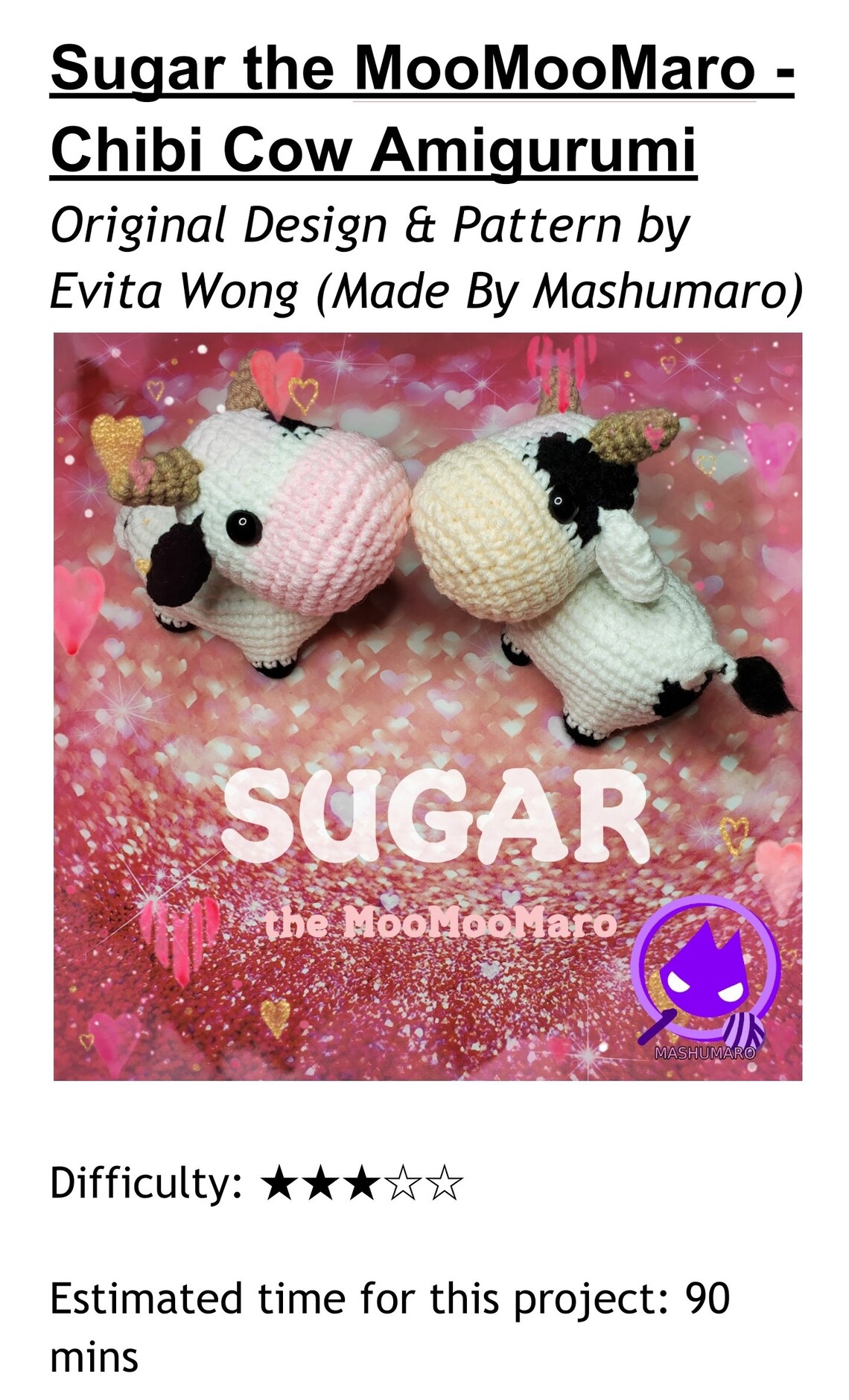 Moomoomaro Chibi Cow Crochet Amigurumi Pattern Original Design - Etsy ...