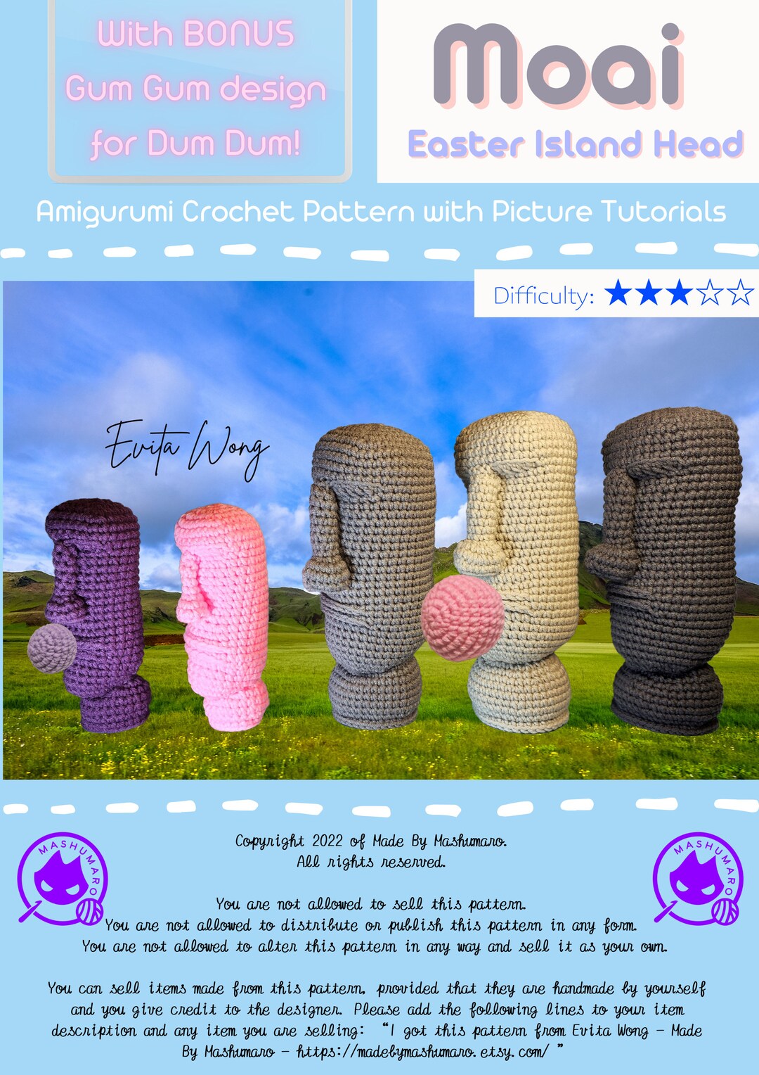 Moai the Easter Island Head Amigurumi Crochet PDF Pattern | Instant ...