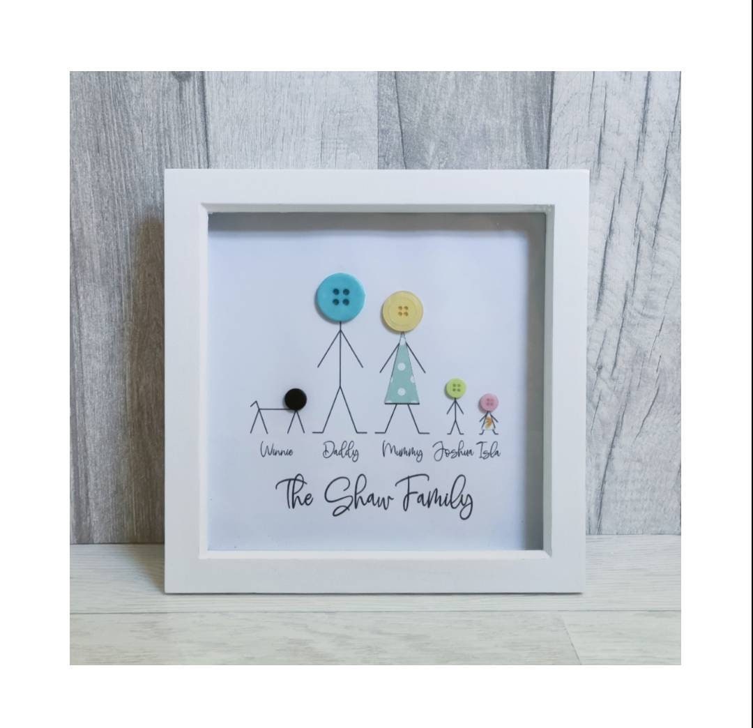 Button Family Frame, Button Frame, Button Art, Family Frame, Button ...