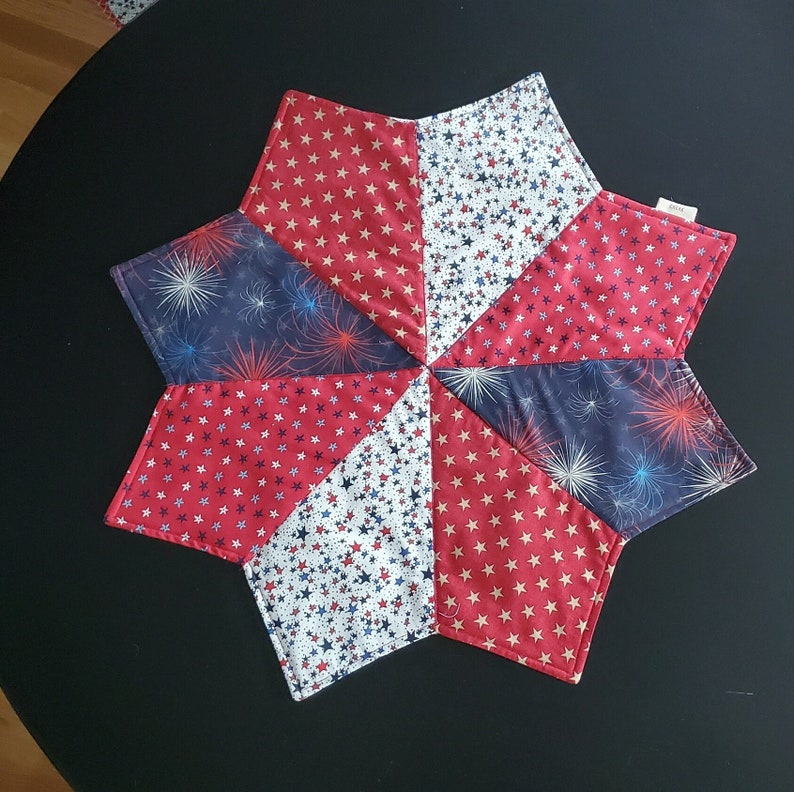 Red, White and Blue Star Quilted Table Topper - Etsy