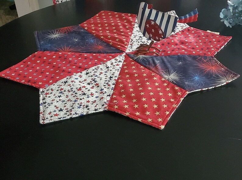 Red, White and Blue Star Quilted Table Topper - Etsy