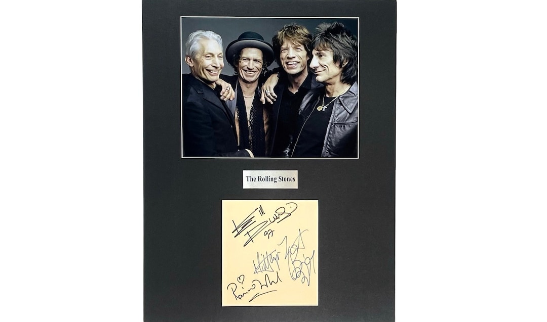 LARGE the Rolling Stones Autograph Autographed Signed Art Color ...
