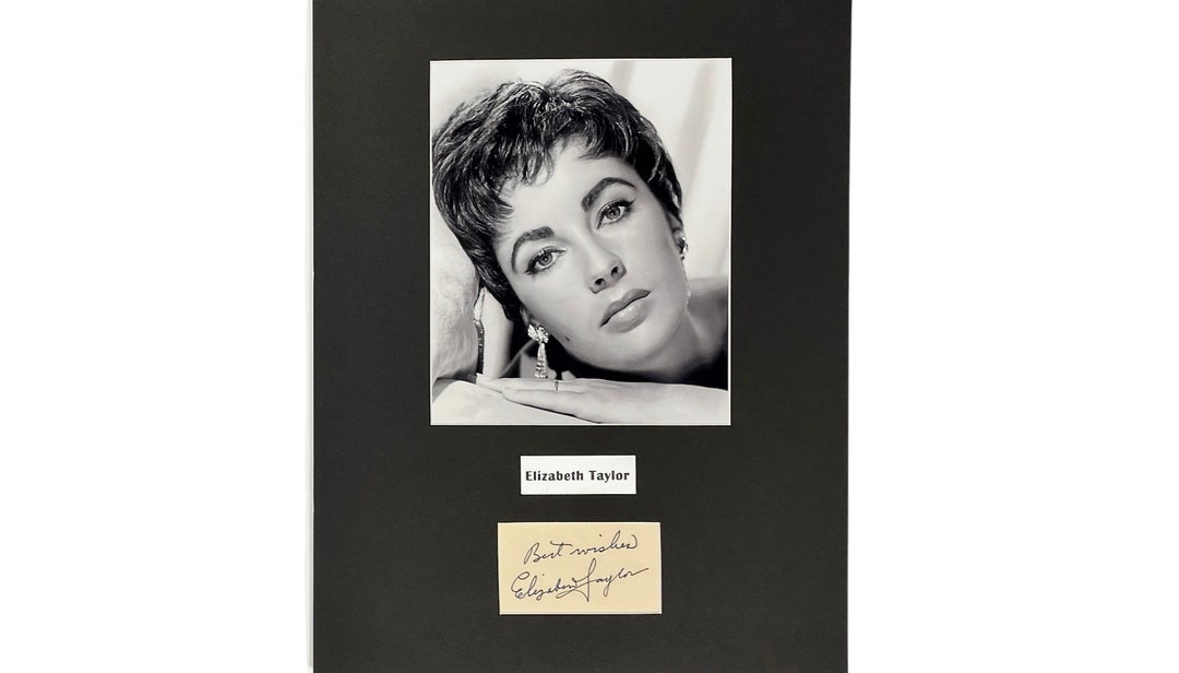 LARGE Vintage Elizabeth Taylor Autograph Autographed Signed Display Art ...