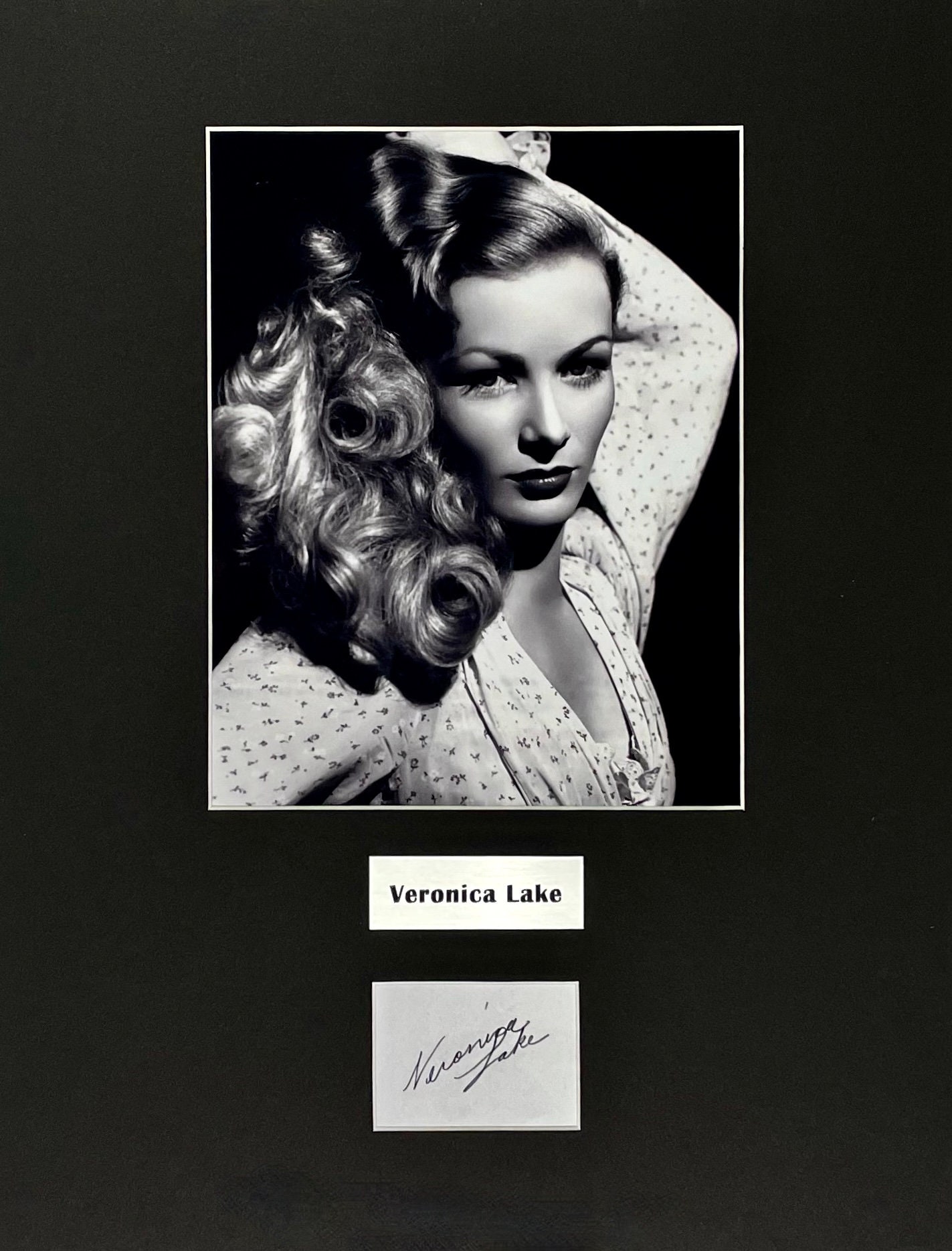LARGE Vintage Veronica Lake Autograph Autographed Signed Display Art ...