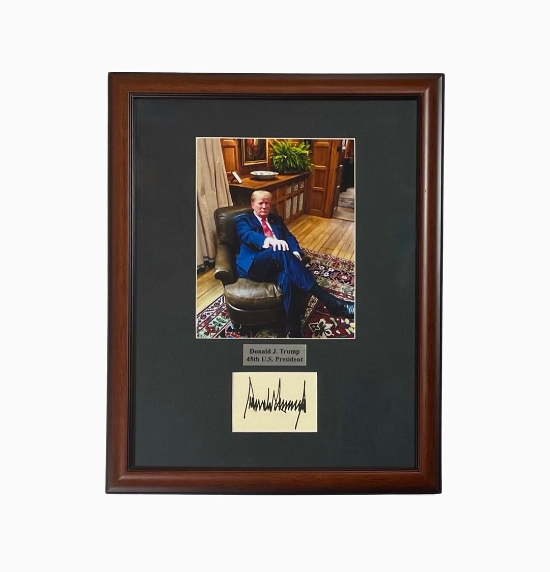 LARGE FRAMED Vintage Donald J Trump Autograph Autographed Signed Art ...