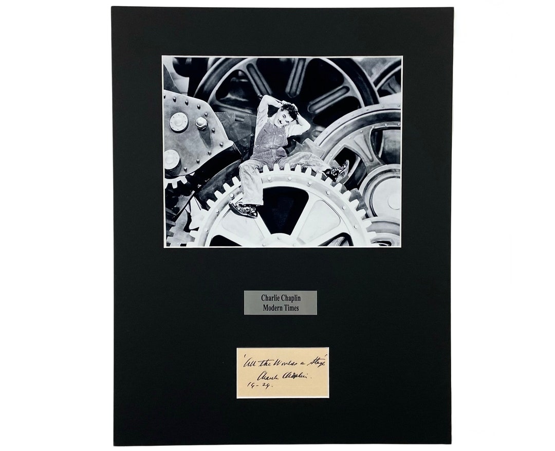 LARGE Vintage Charlie Chaplin Autograph Autographed Signed Display Art ...