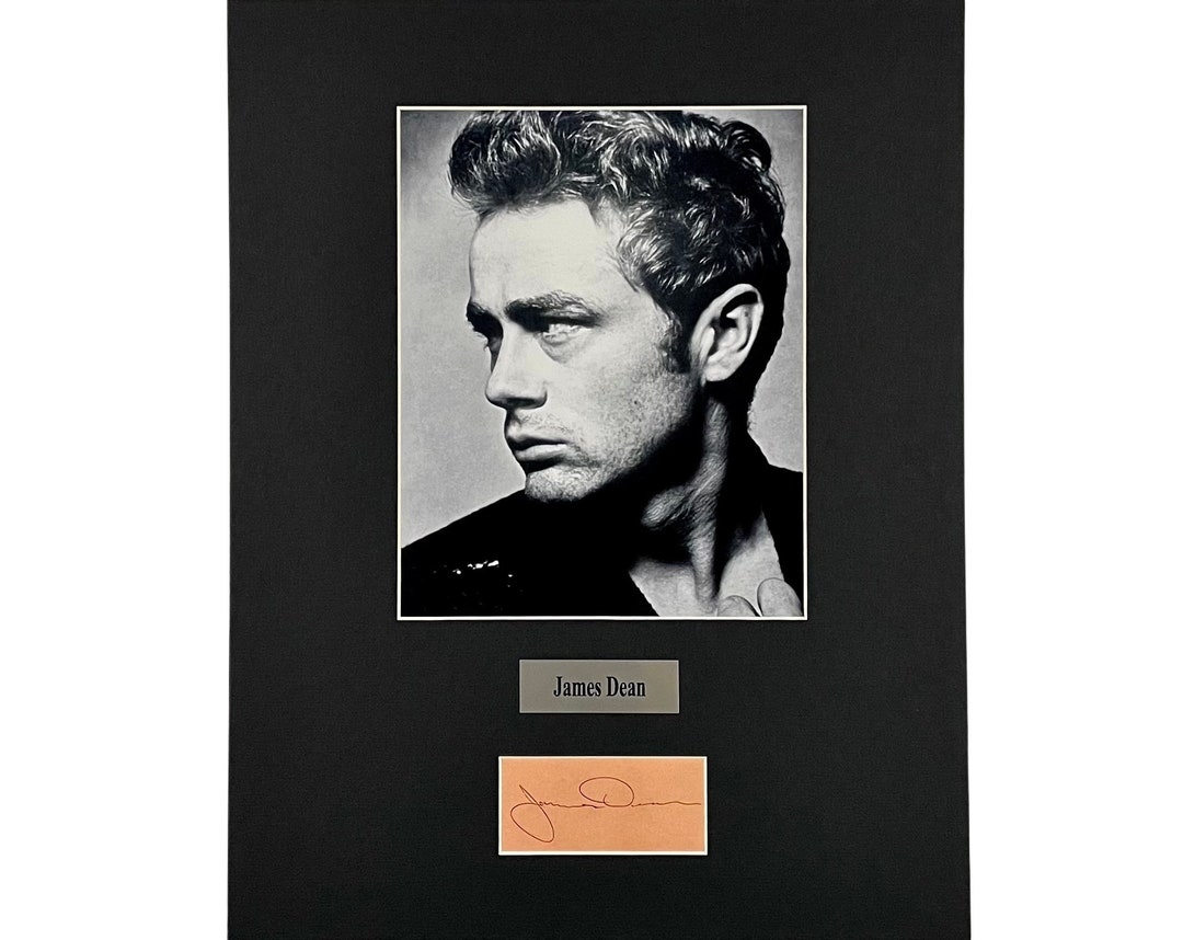 LARGE vintage James Dean Autograph Autographed Signed Display Art black ...