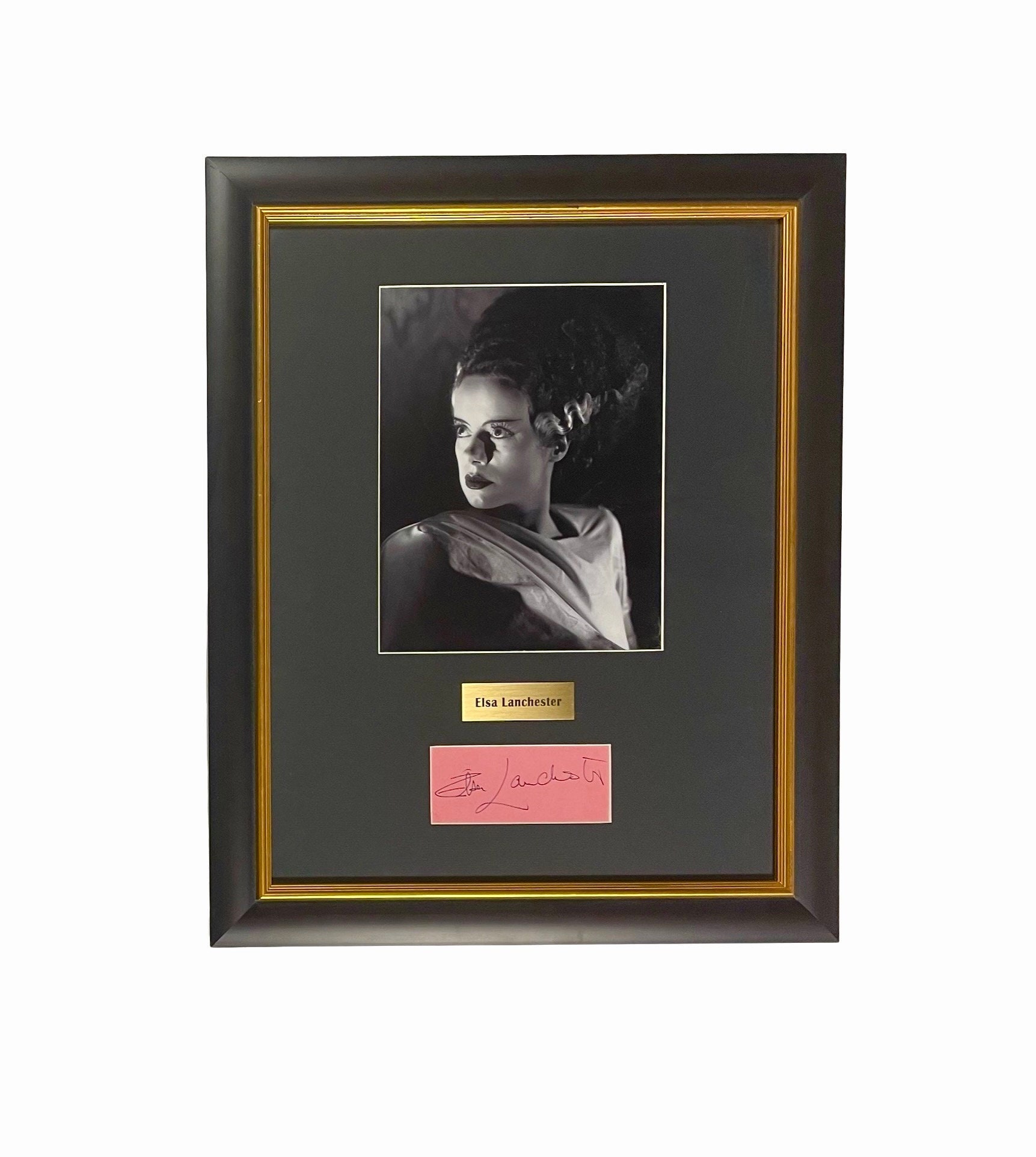 LARGE FRAMED Vintage Elsa Lanchester Autograph Autographed Signed Art ...