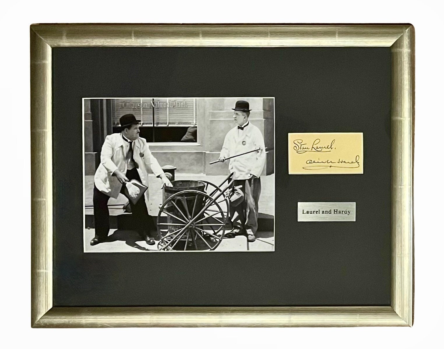 LARGE FRAMED Vintage Laurel and Hardy Autograph Autographed Signed Art ...