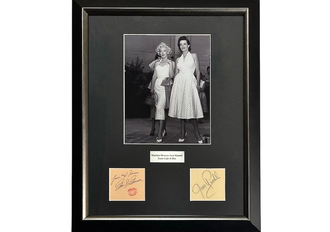 LARGE FRAMED Vintage Marilyn Monroe Jane Russell Autograph Autographed ...