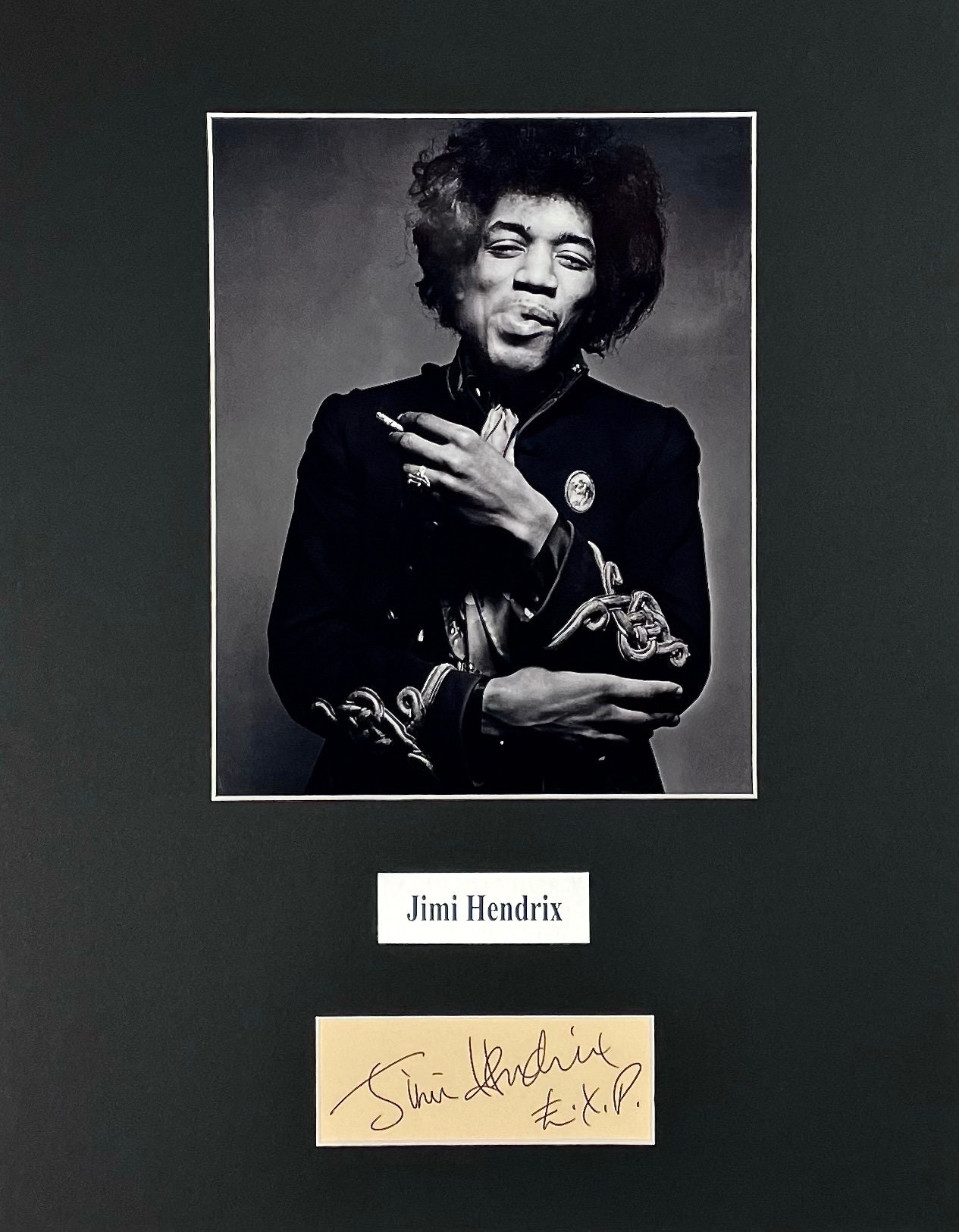 LARGE Vintage Jimi Hendrix Autograph Autographed Signed Display Art ...