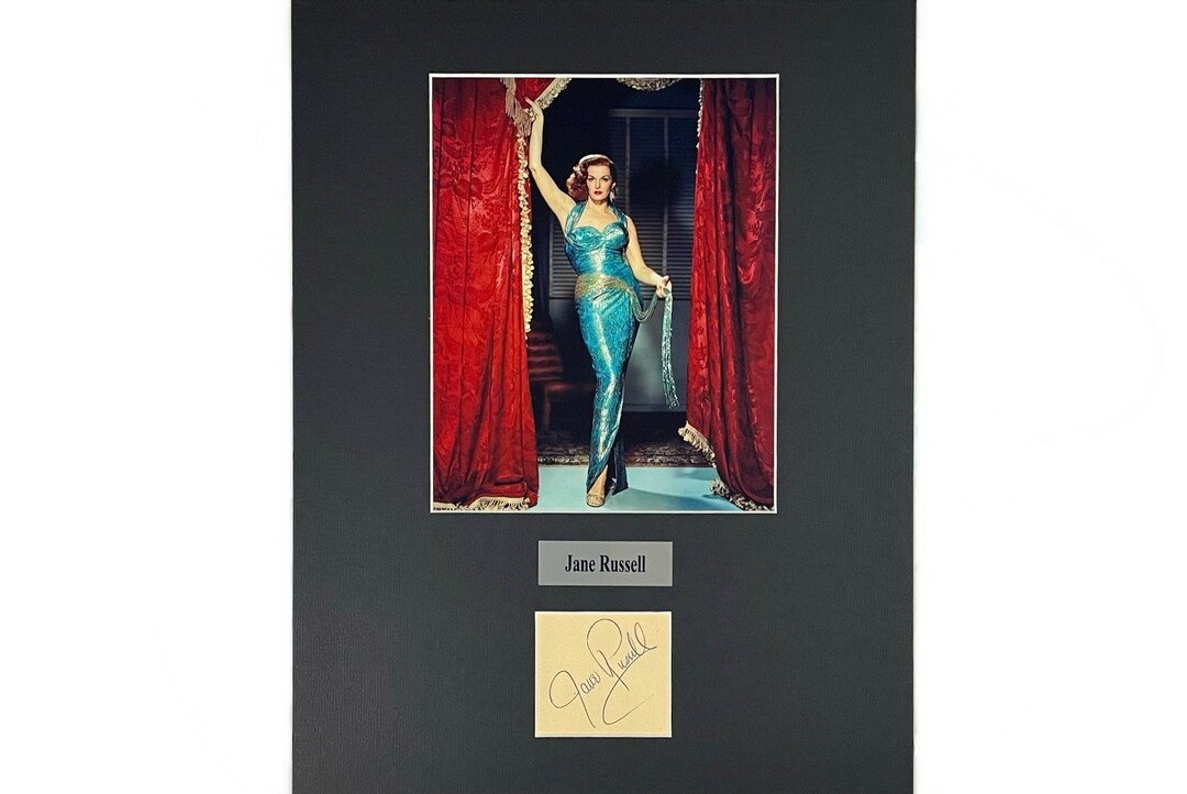 Vintage Jane Russell Autograph Autographed Signed Display Art Piece ...