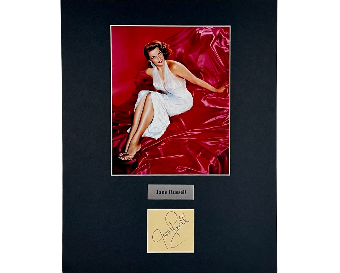 Vintage Jane Russell Autograph Autographed Signed Display Art Piece ...