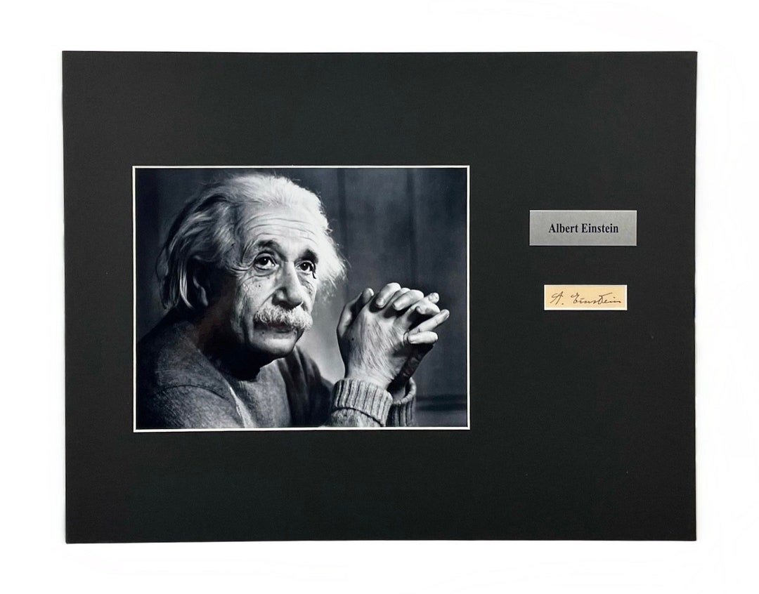 LARGE Vintage Albert Einstein Autograph Autographed Signed Display Art Piece Black and White ...