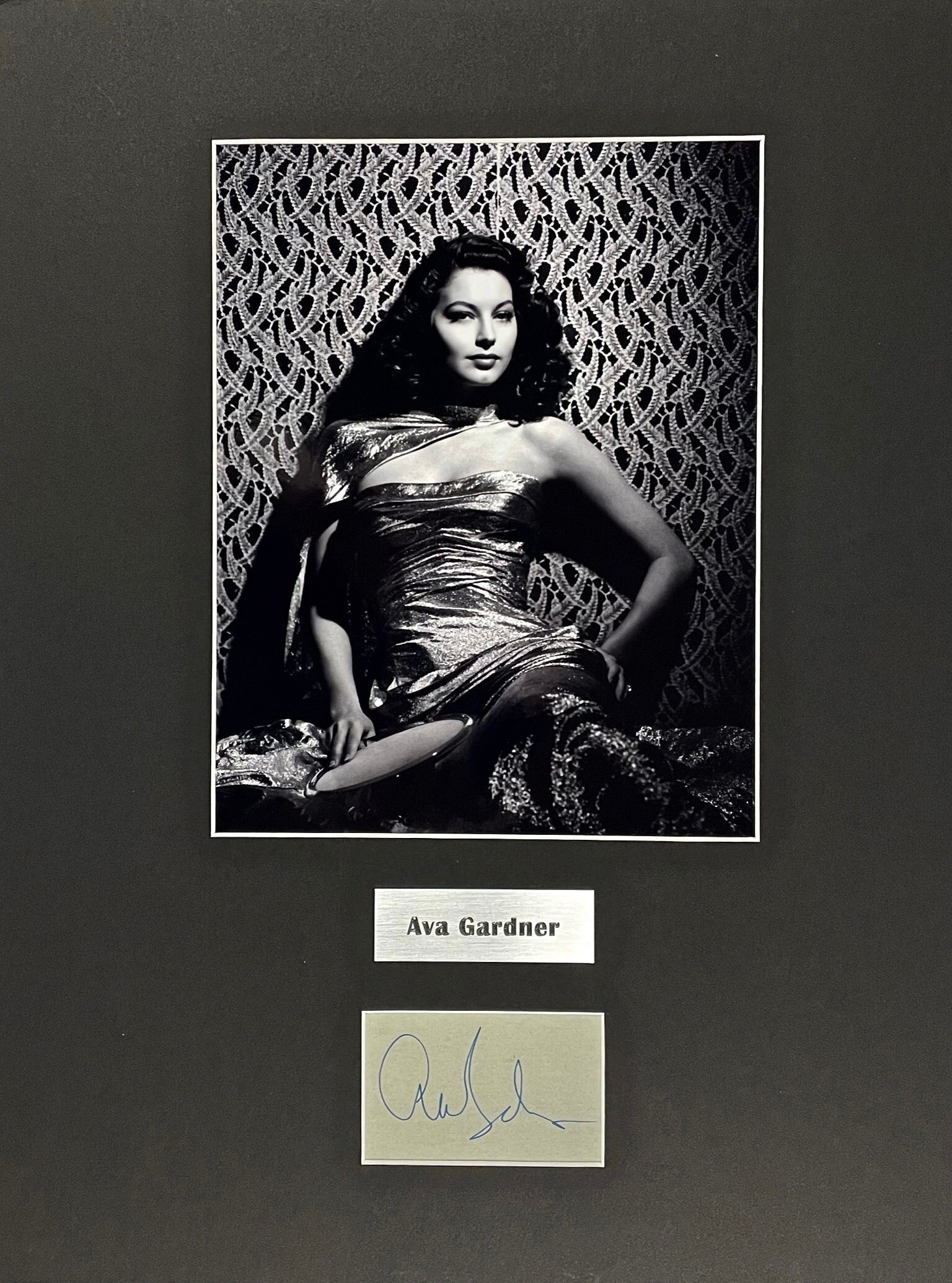 LARGE Vintage Ava Gardner Autograph Autographed Signed Display Art ...