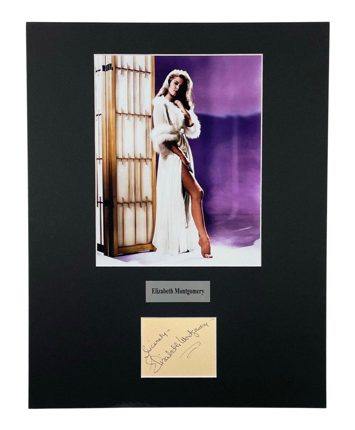 Large Vintage Elizabeth Montgomery Autograph Autographed Signed Art