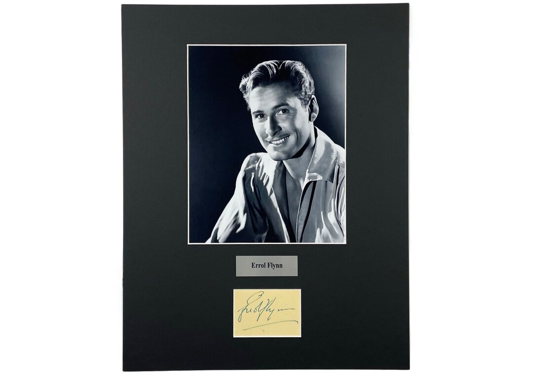 LARGE Vintage Errol Flynn Autograph Autographed Signed Display Art ...