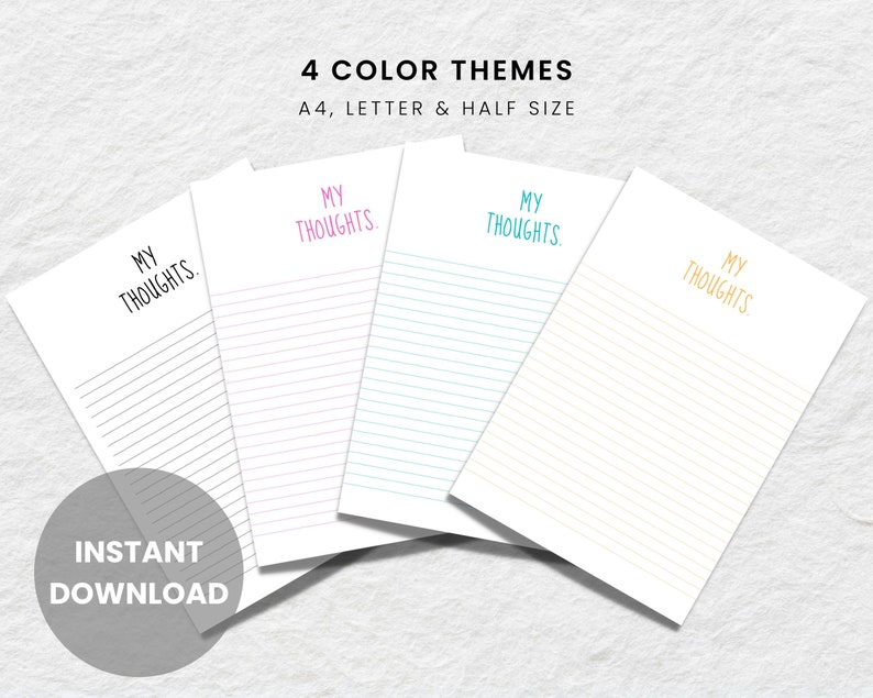 Hand-drawn Lined Paper | Printable Journal | Instant Download | A4 ...