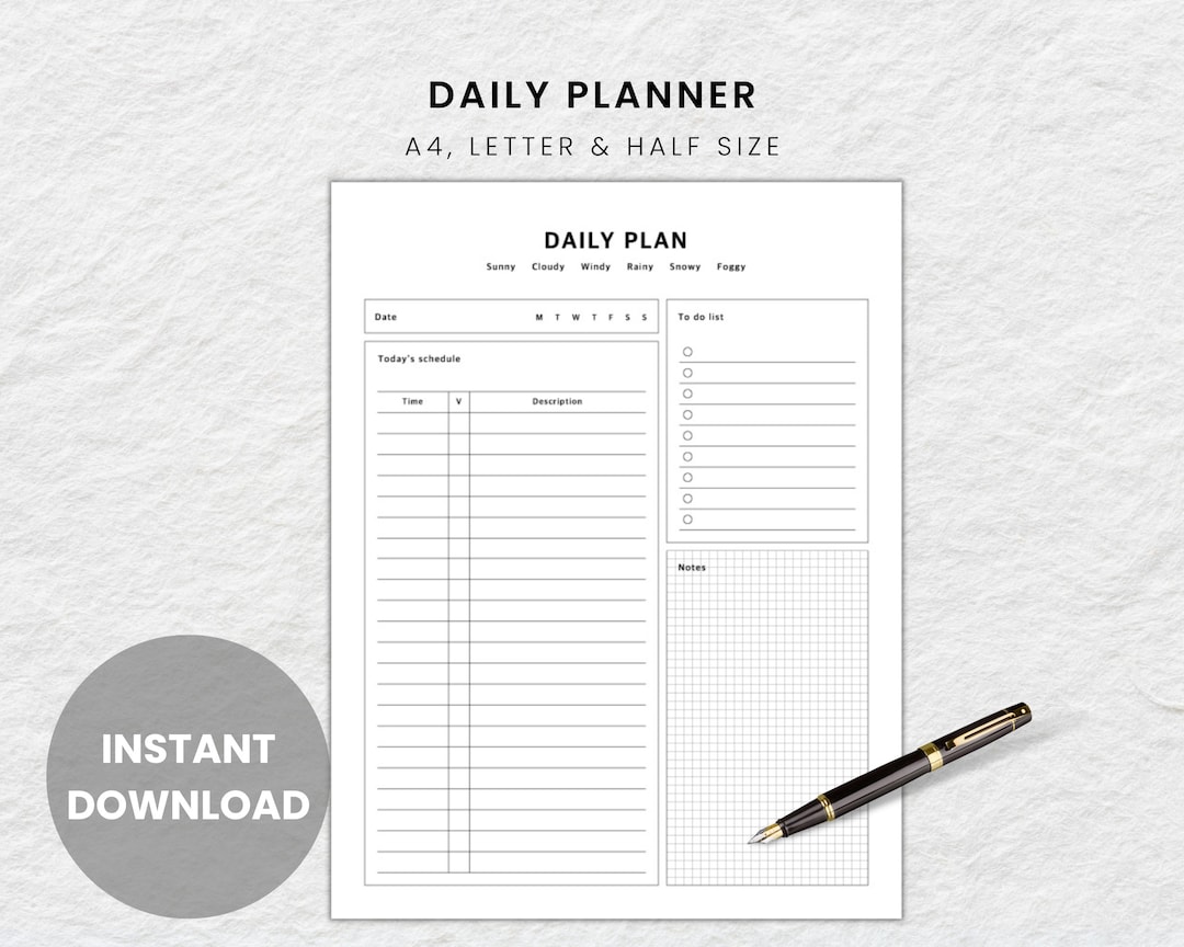 Personal Daily Planner | Productivity Planner | Daily Hourly Planner ...
