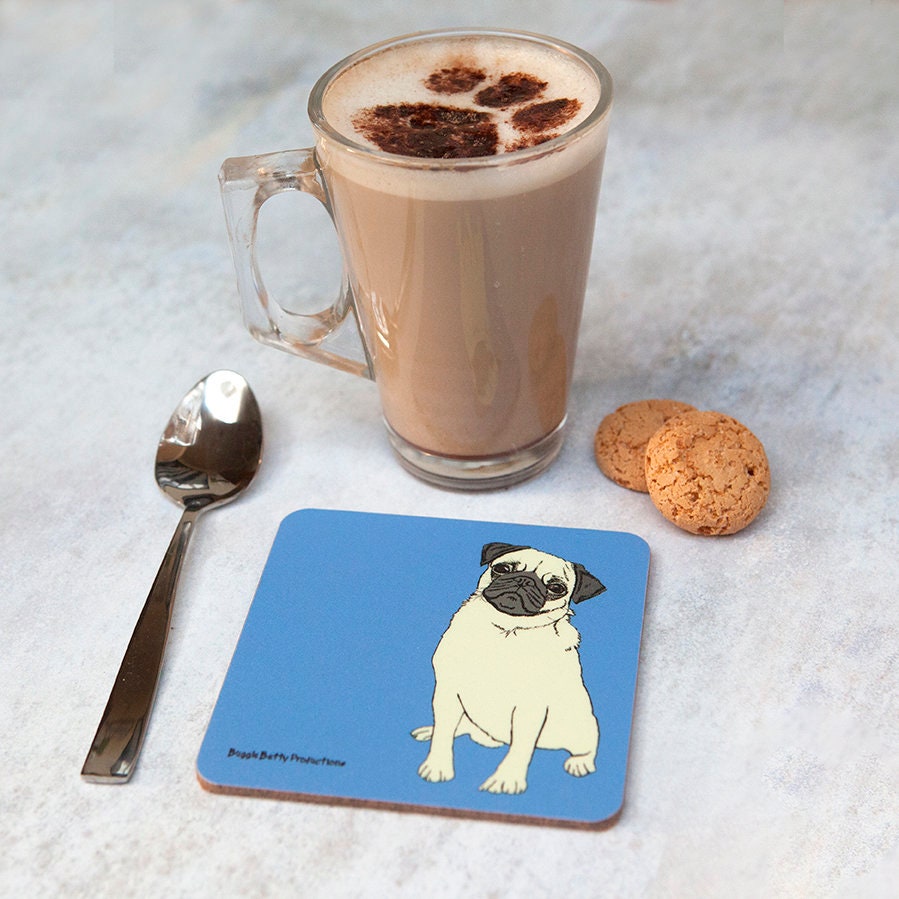 Buy Set of Two Pug Coasters Dog Coasters Coasters Dog Design Coasters ...