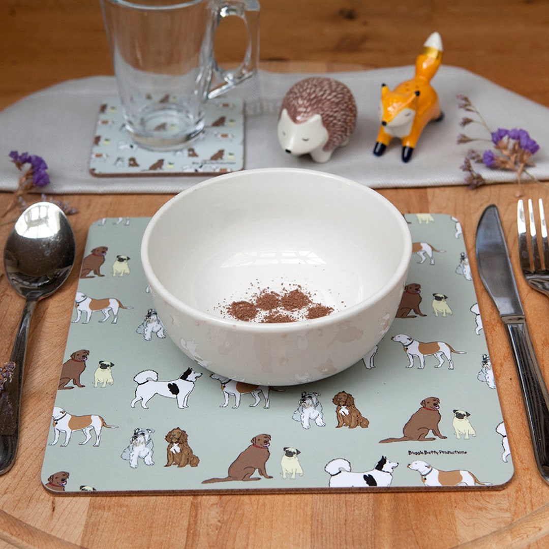 Placemats Dog Design Grey Dog Print Placemats Gift for Dog Lovers Dog ...