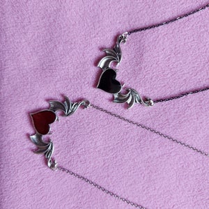 Pastel Goth Red and Black Heart With Devil Wings Necklace Punk Decora ...