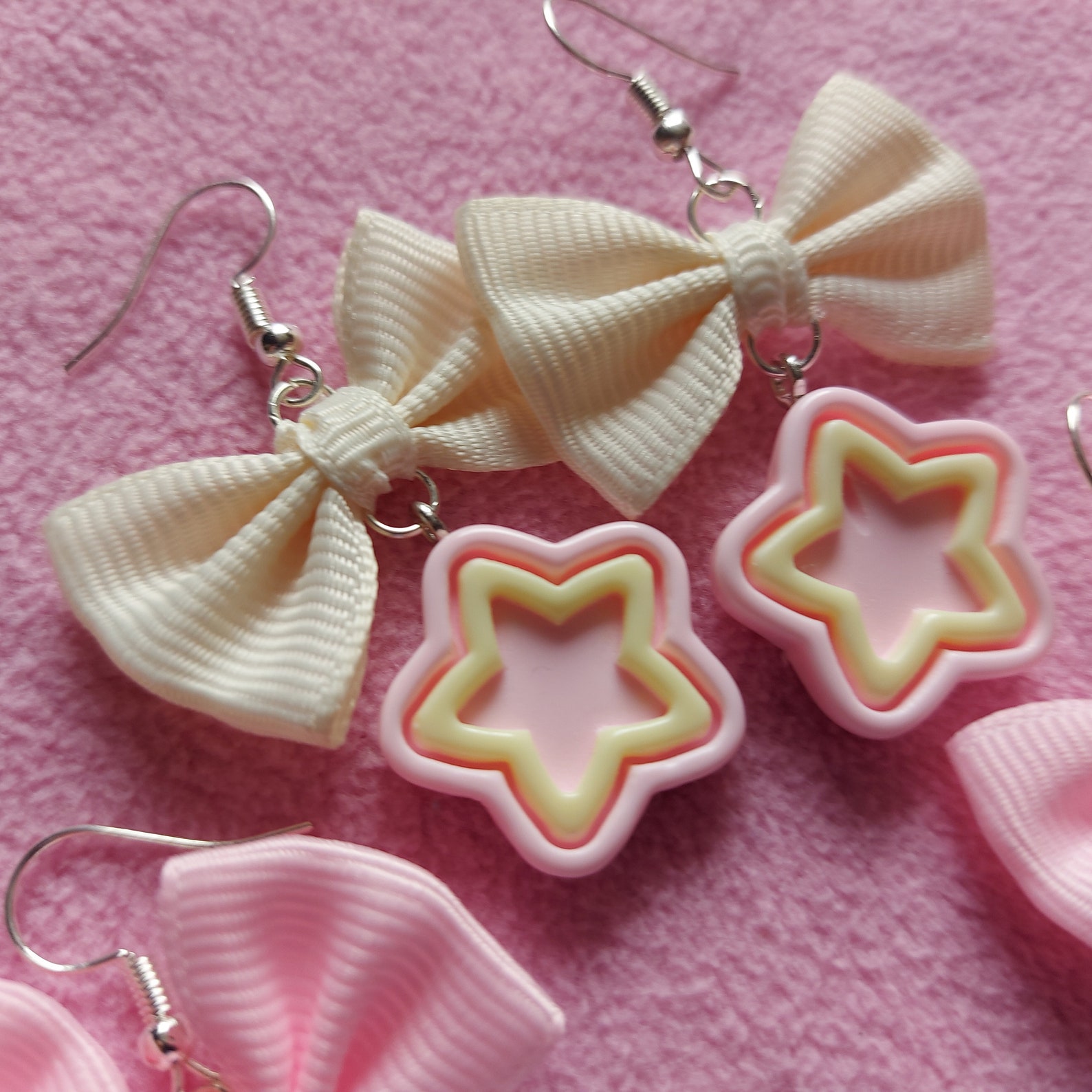 Kawaii/cute Pastel Moon Stars Earrings Kawaii Candy Candyland - Etsy