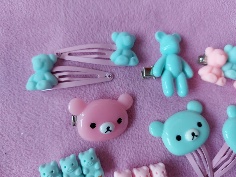 Pastel Kawaii Pink and Blue Candy Hair Accessories Hairclips - Etsy