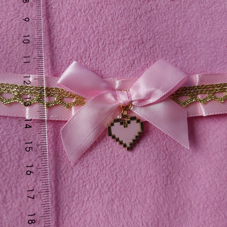 Kawaii Cute Collar Choker Pixel Gamer Heart Lace Pastel Pink - Etsy