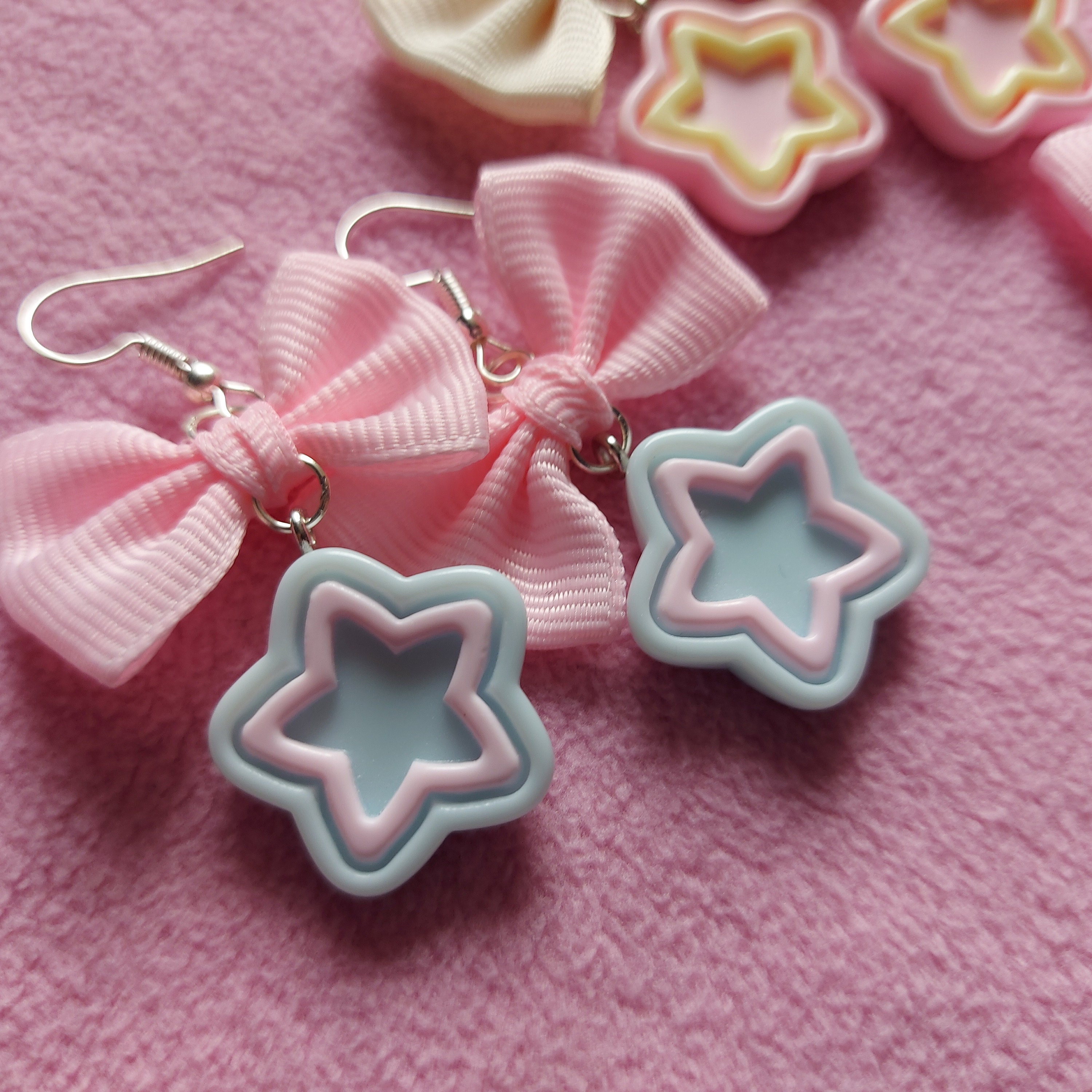 Kawaii/cute Pastel Moon Stars Earrings Kawaii Candy Candyland - Etsy