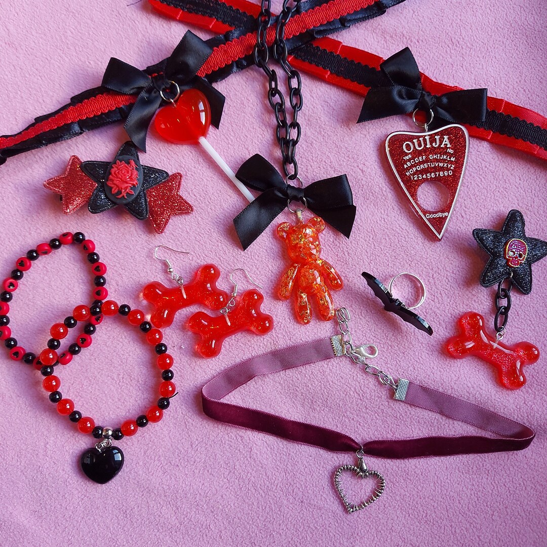 Pastel Goth Black Red Jewelry Lucky Bags Fukubukuro Mystery Box Kawaii ...
