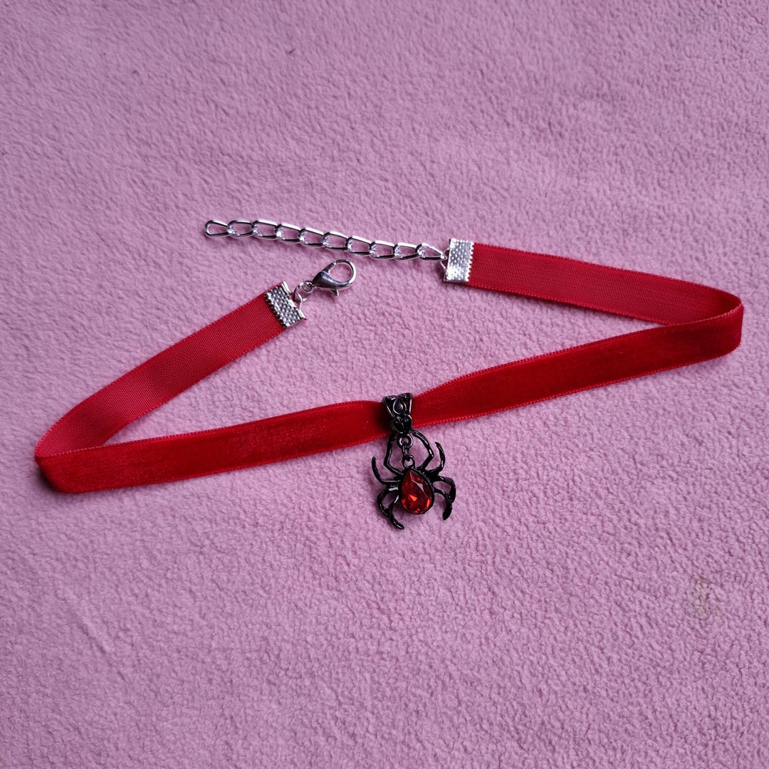 Pastel Goth Black and Red Spider Choker Kawaii Cute Punk Creepycute ...