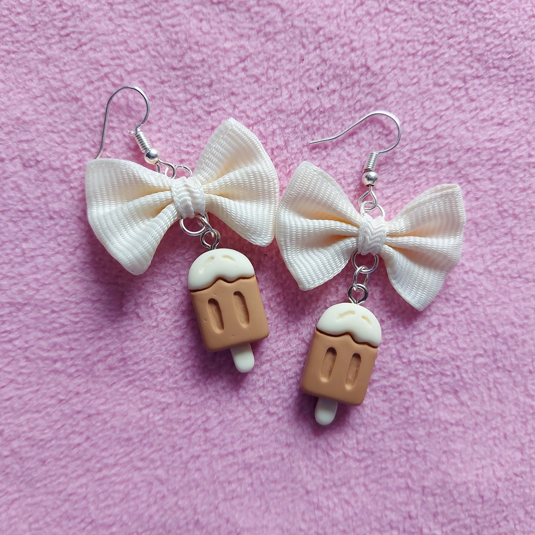 Kawaii Cute Pastel Creme Chocolate Cookie Ice Cream Earrings Macaron ...