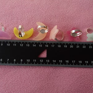 Kawaii/cute Pastel Ring Set With a Moon and Star harajuku Fashion ...