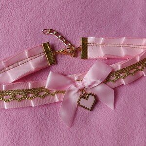 Kawaii Cute Collar Choker Pixel Gamer Heart Lace Pastel Pink Fantasy ...