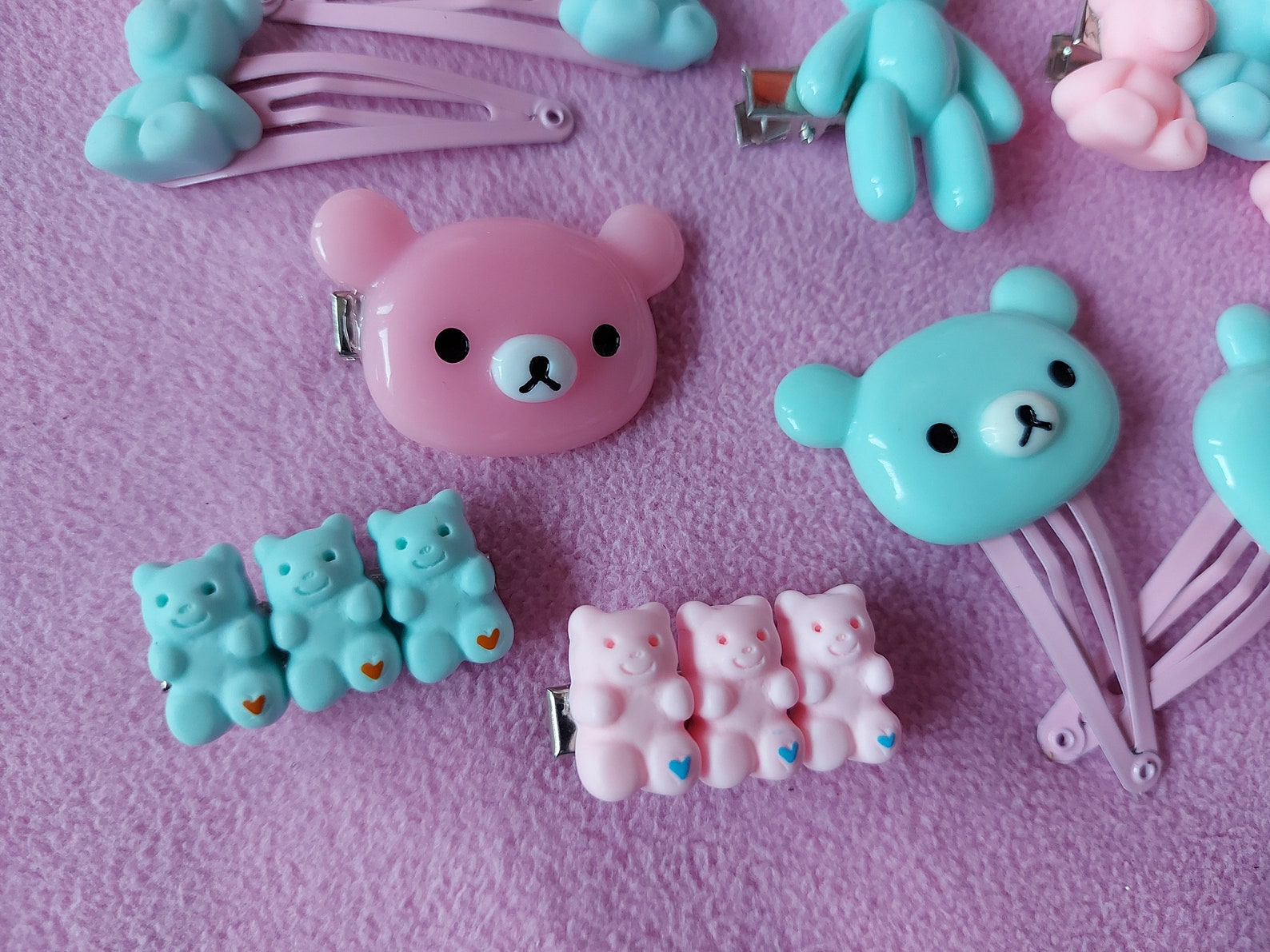 Pastel Kawaii Pink and Blue Candy Hair Accessories Hairclips - Etsy