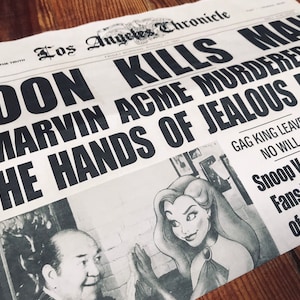 Los Angeles Chronicle toon Kills Man REPLICA who Framed Roger Rabbit - Etsy
