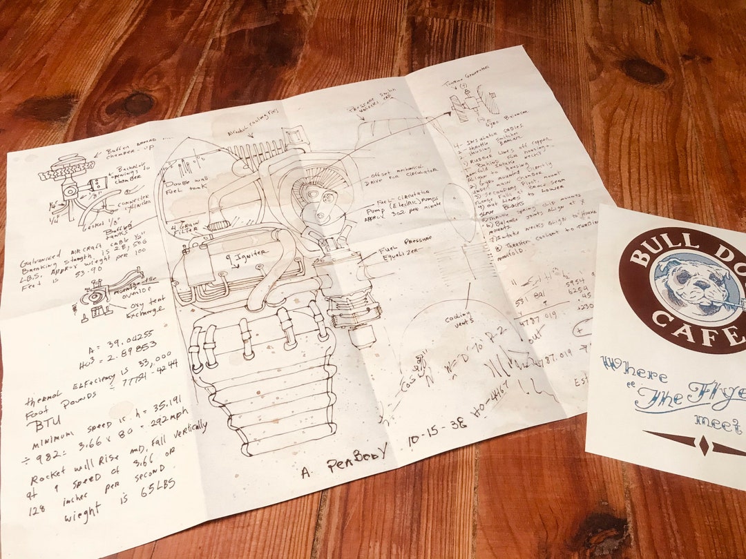 Rocket Pack Map & Bull Dog Café Menu the Rocketeer - Etsy
