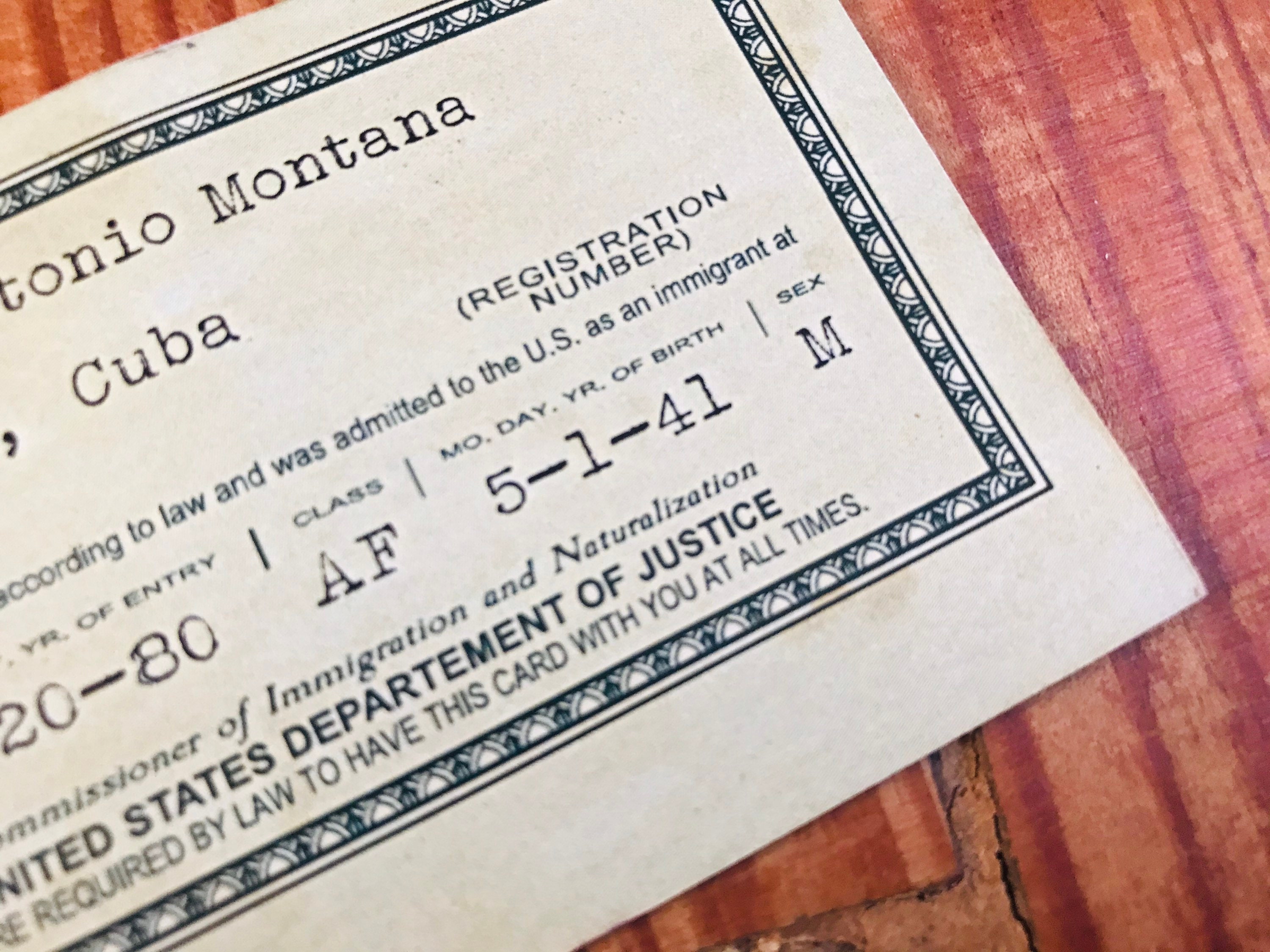 Tony Montana's Green Card REPLICA Scarface 1983 - Etsy UK