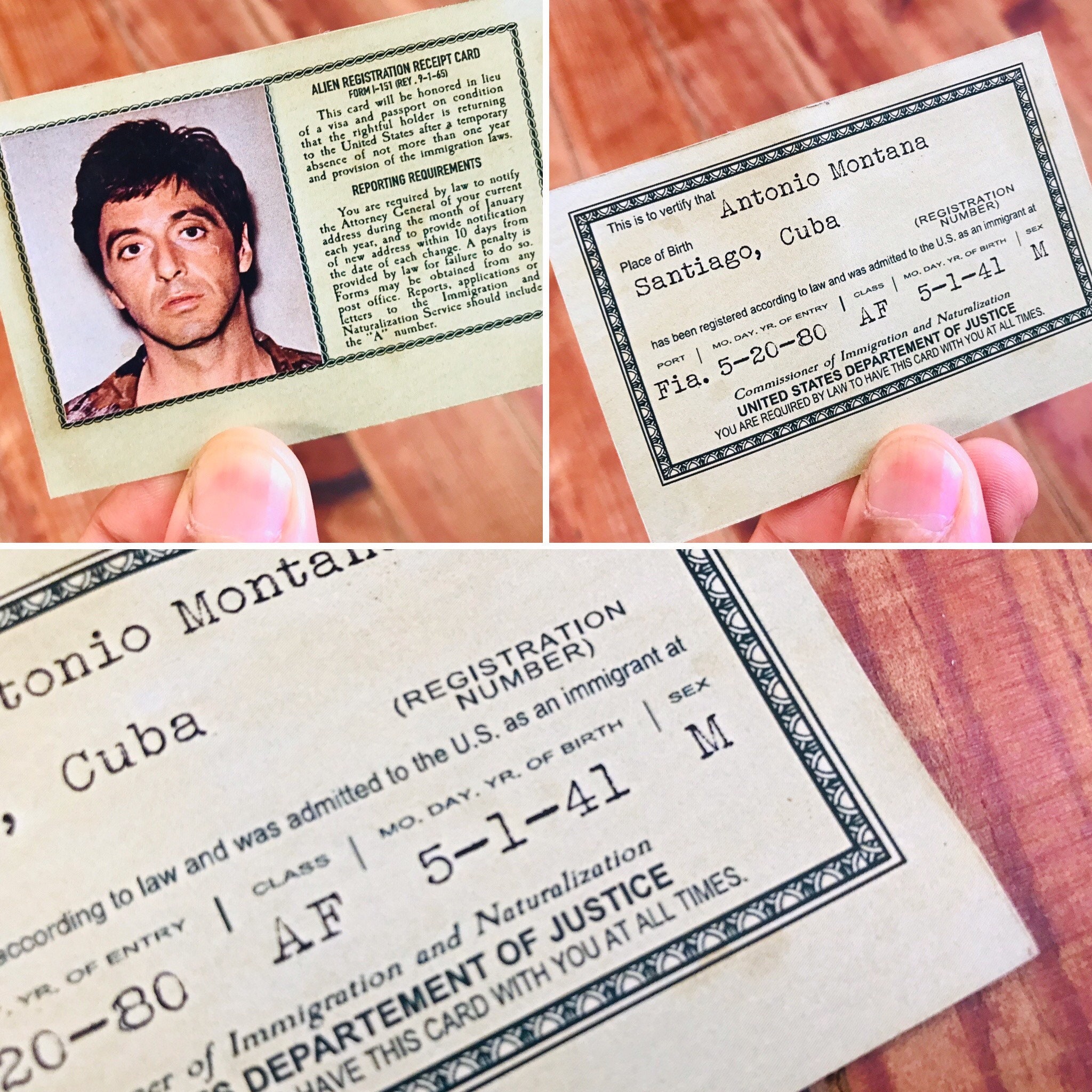 Tony Montana's Green Card REPLICA Scarface 1983 - Etsy UK