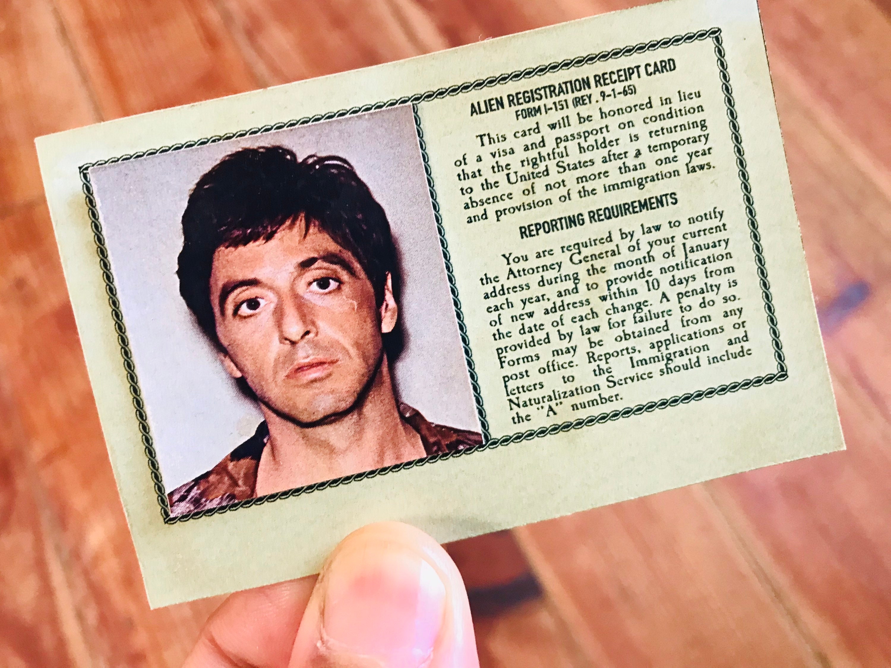 Green Card de Tony Montana REPLICA Scarface 1983 | Etsy