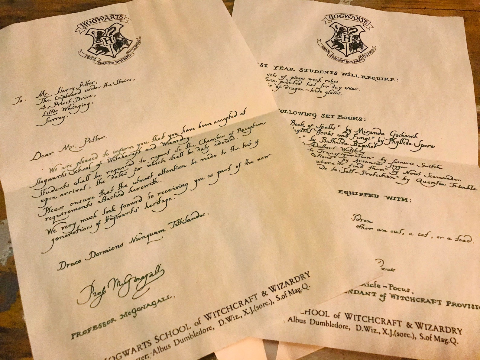 Hogwarts Letter of Admission Harry Potter | Etsy