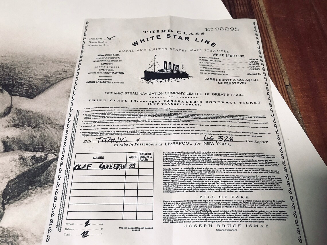 Rose Draw & Titanic Ticket Replica titanic - Etsy