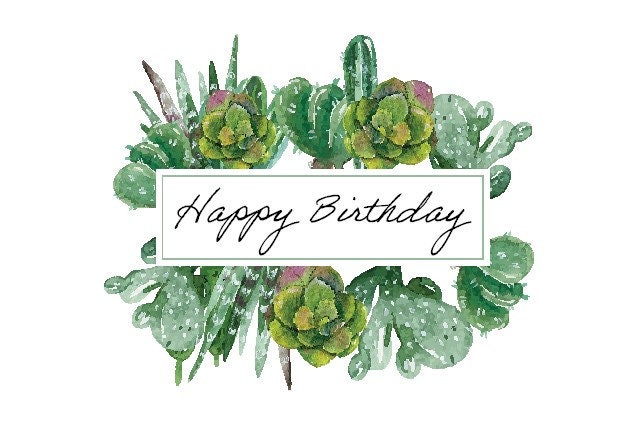 Happy Birthday Card | Succulent | Print at Home - Etsy