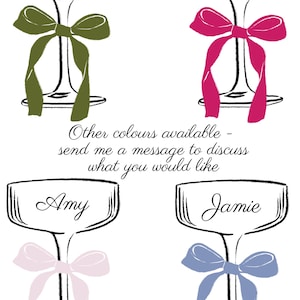 Personlised Champagne Glass Place Cards - Black Bow, Party Name Cards ...