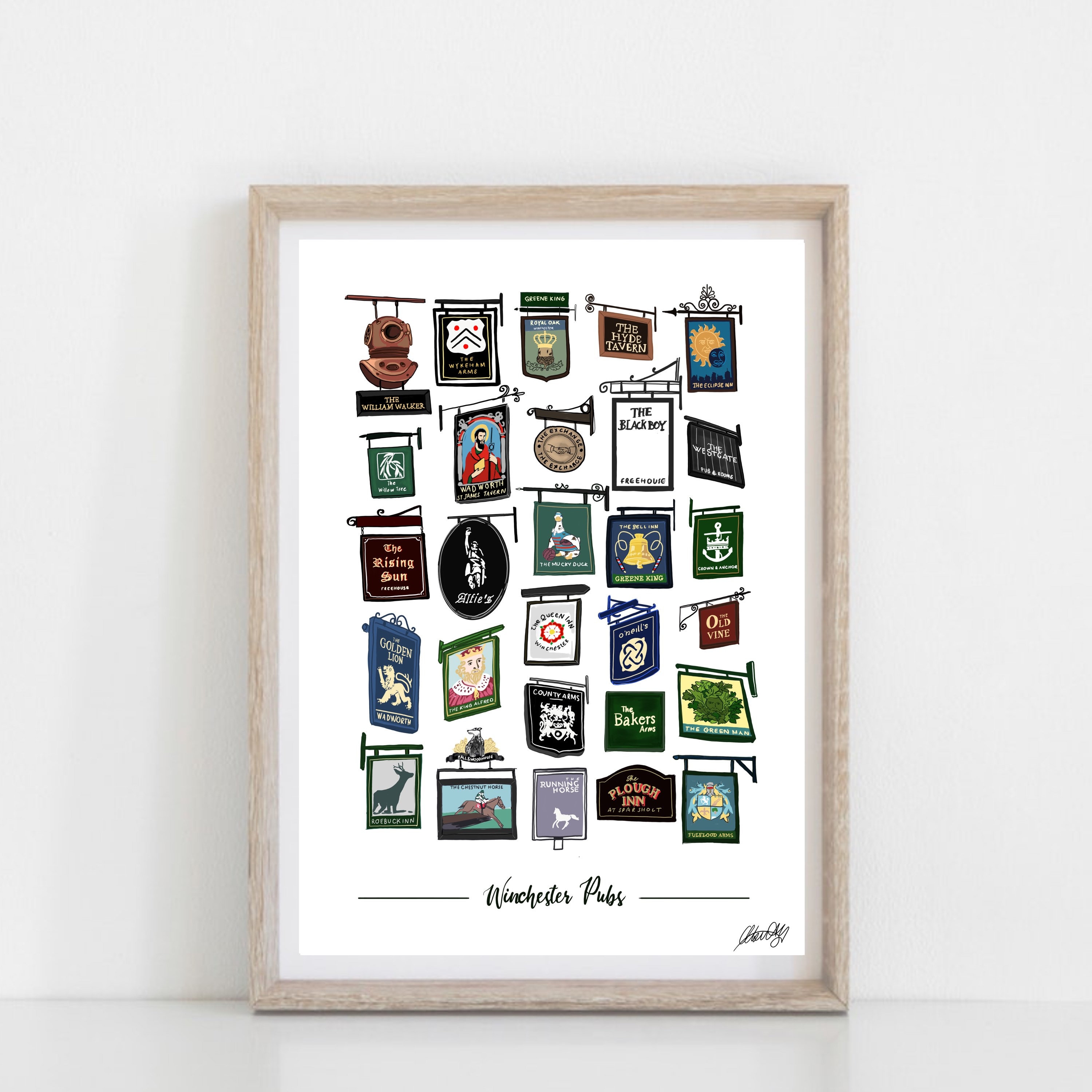 Illustrated Pub Signs Print Edinburgh / Winchester / - Etsy