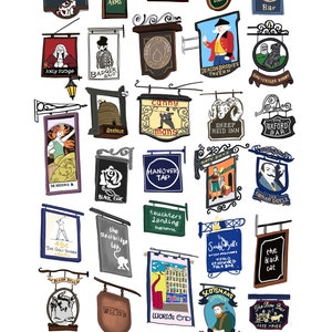 Illustrated Pub Signs Print - Edinburgh / Winchester / Alresford - Etsy